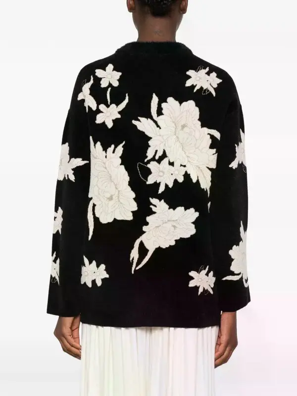 FORTE_FORTE Floral-embroidered Cardigan-style Jacket