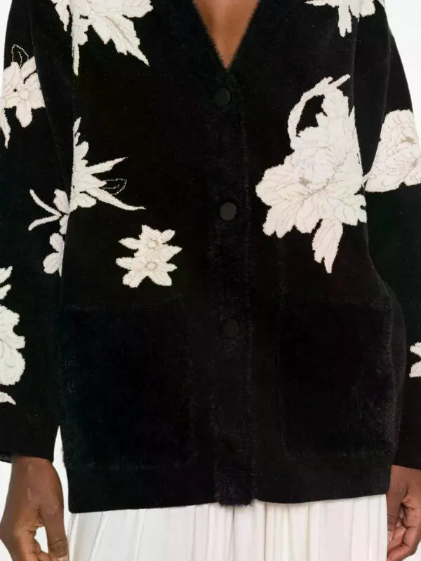 FORTE_FORTE Floral-embroidered Cardigan-style Jacket