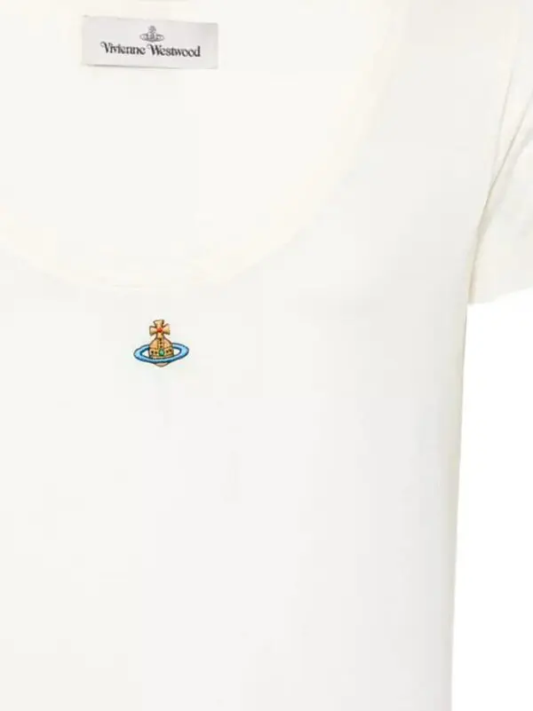 VIVIENNE WESTWOOD Orb Embroidered Scoop Neck T-shirt - White