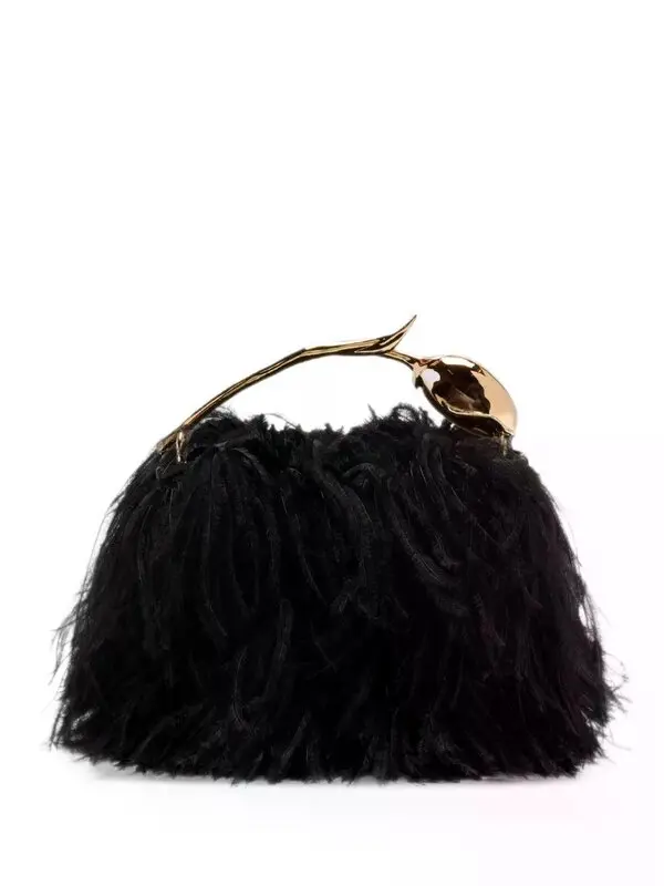 Erdem Mini Bloom Ostrich Feather Tote Bag - Black