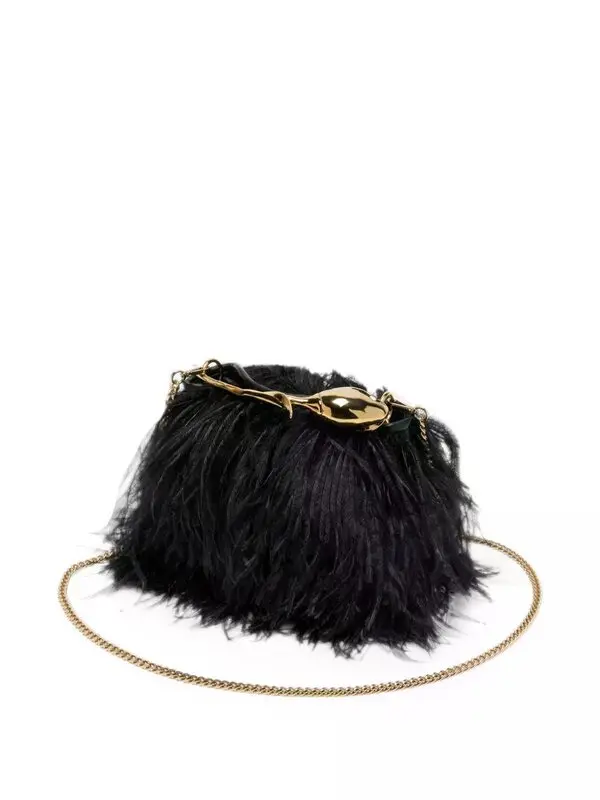 Erdem Mini Bloom Ostrich Feather Tote Bag - Black