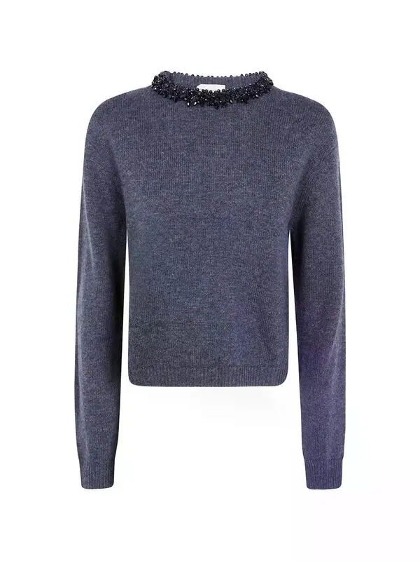 SEMICOUTURE Bead-embellished Round-neck Sweater