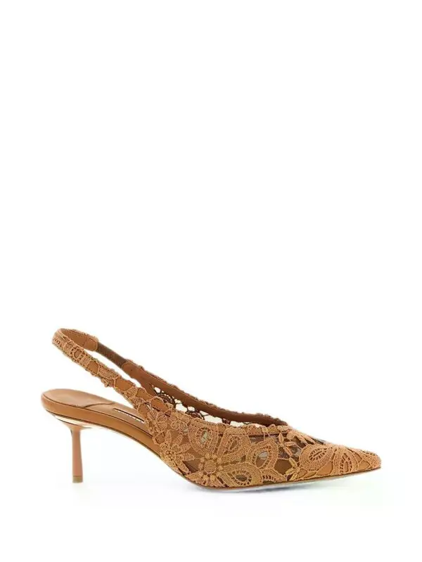 LE SILLA Clivage Lace-embellished Slingback Pumps - Brown