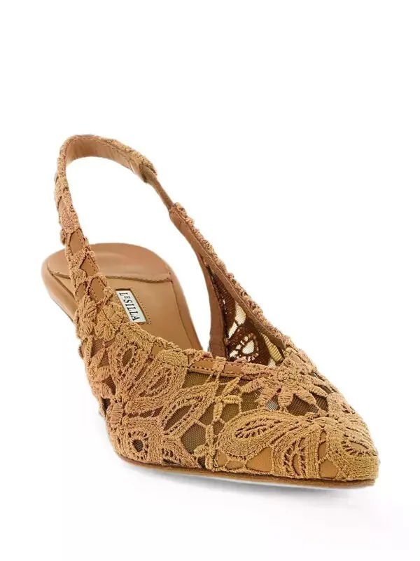 LE SILLA Clivage Lace-embellished Slingback Pumps