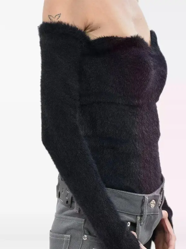 Off-White Fuzzy Sweetheart-neckline Sweater