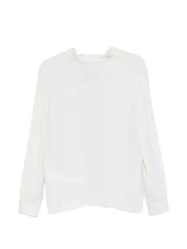 Giorgio Armani Tie-back High-neck Silk Blouse - Neutrals