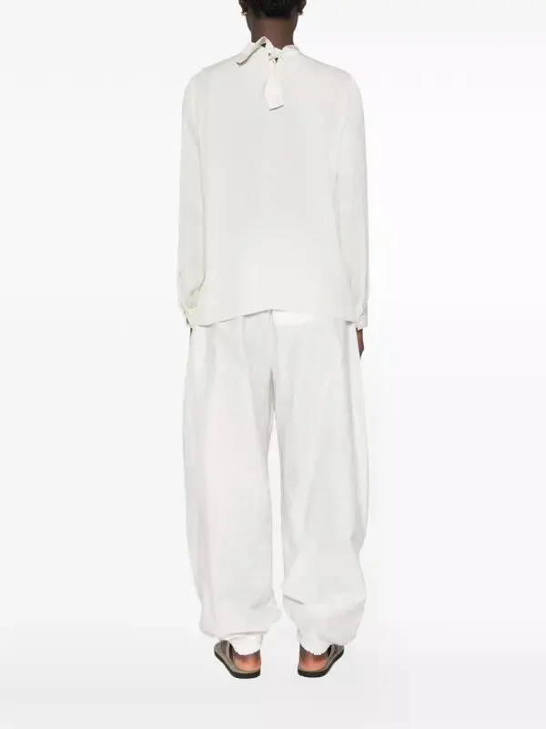Giorgio Armani Tie-back High-neck Silk Blouse