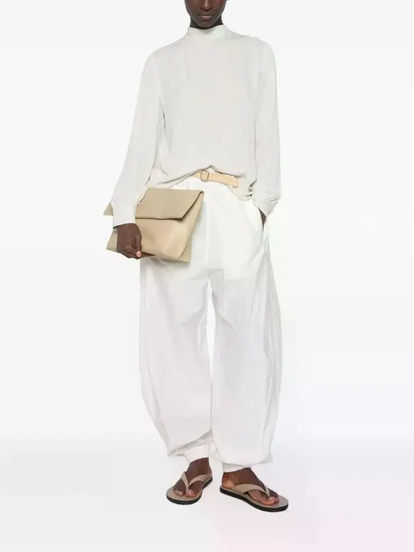 Giorgio Armani High-neck Silk Blouse With Tie Back - Neutrals