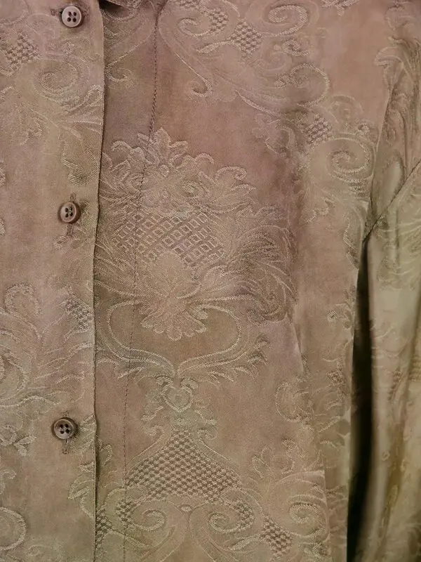 UMA WANG Jacquard-woven Gathered Shirt - Brown