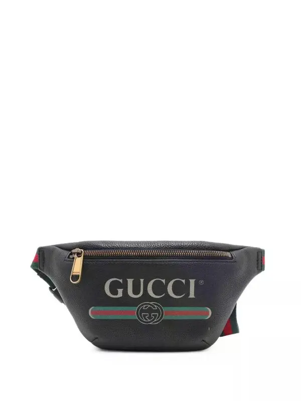 Gucci 2000-2015 Small Grained Calfskin Web Logo Belt Bag