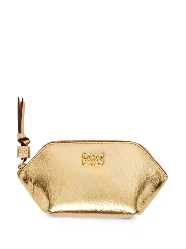 GANNI Bou Crushed-effect Coin Purse - Gold