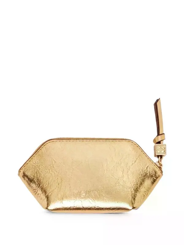 GANNI Bou Crushed-effect Coin Purse - Gold