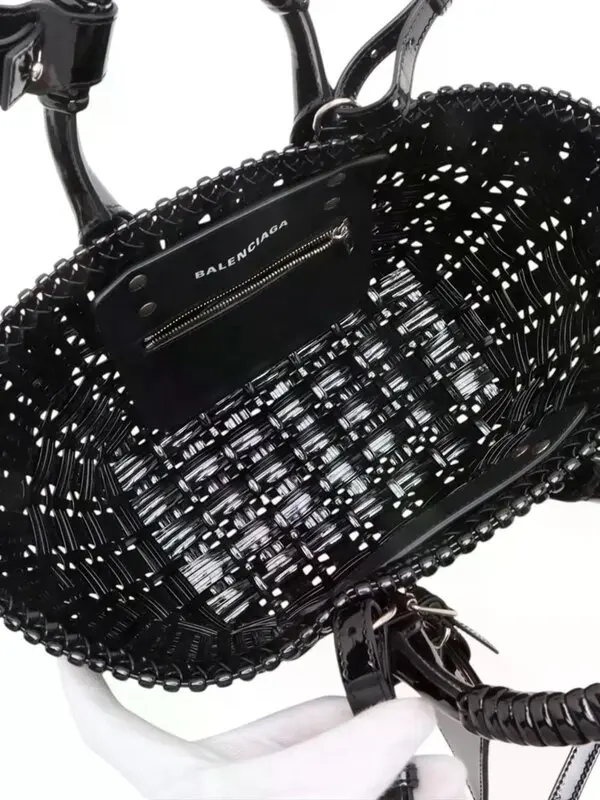 Balenciaga Faux Leather Bistro Basket Bag Satchel - Black