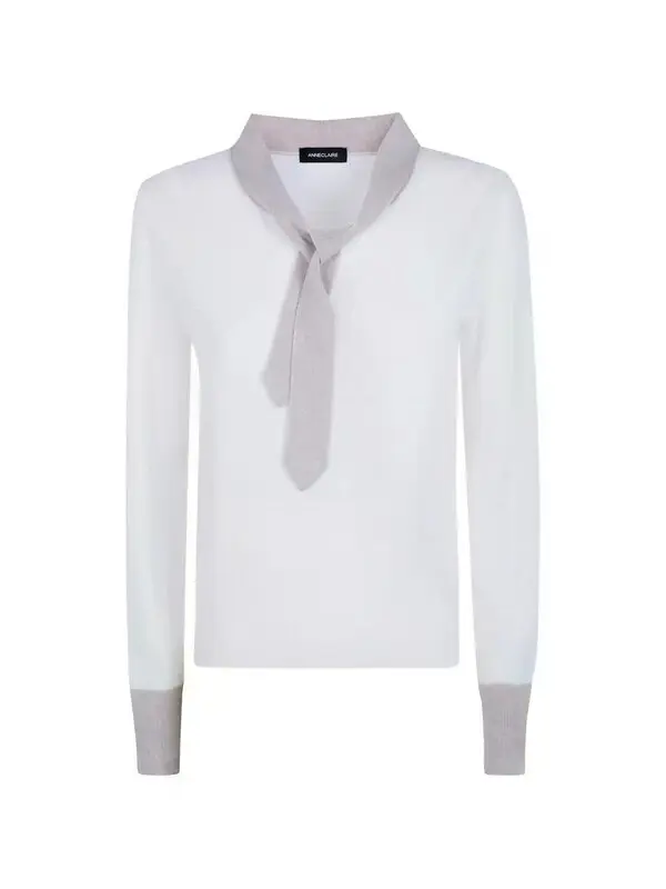 ANNE CLAIRE Fine Knit Neck Tie Sweater