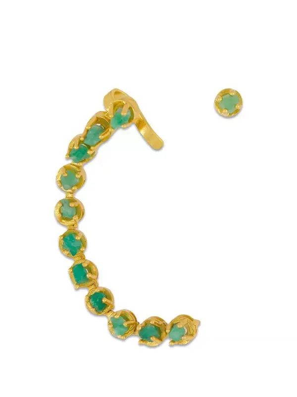 FENOMENA Emerald Tennis Earrings - Gold