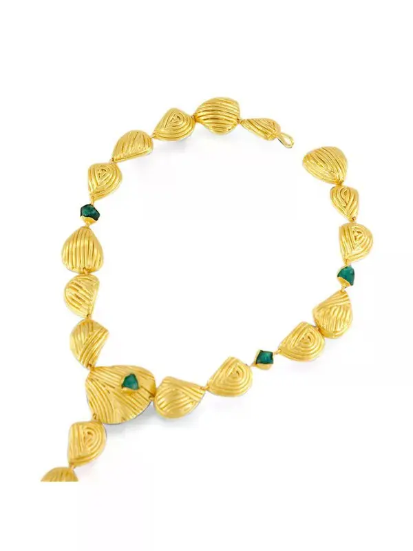 FENOMENA Tone Shell Motif Necklace With Colombian Emeralds