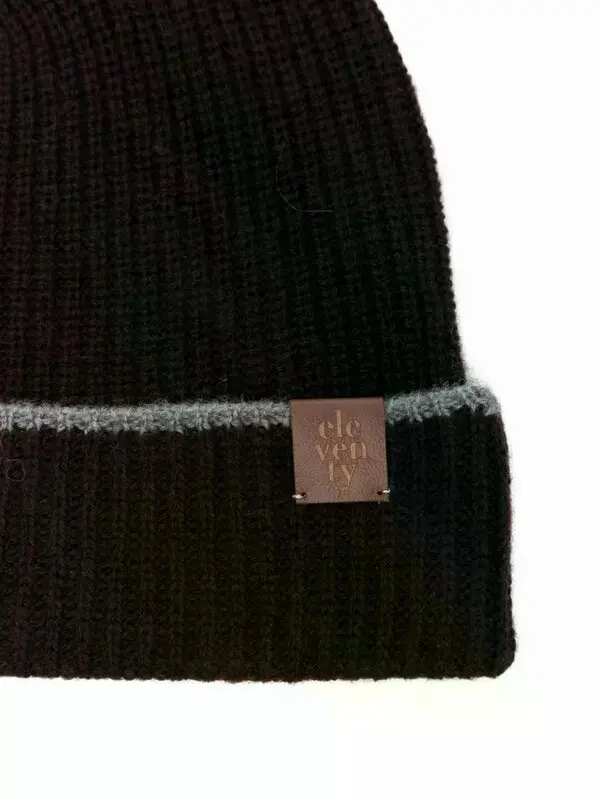 Eleventy Logo-patch Ribbed-knit Beanie Hat