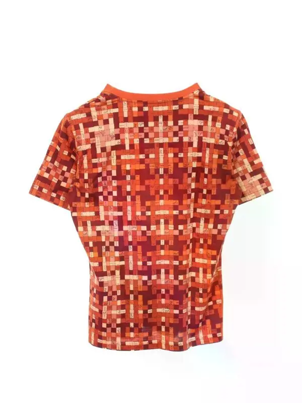 Hermès Bolduc Au Carré Print V-neck Short Sleeve T-shirt