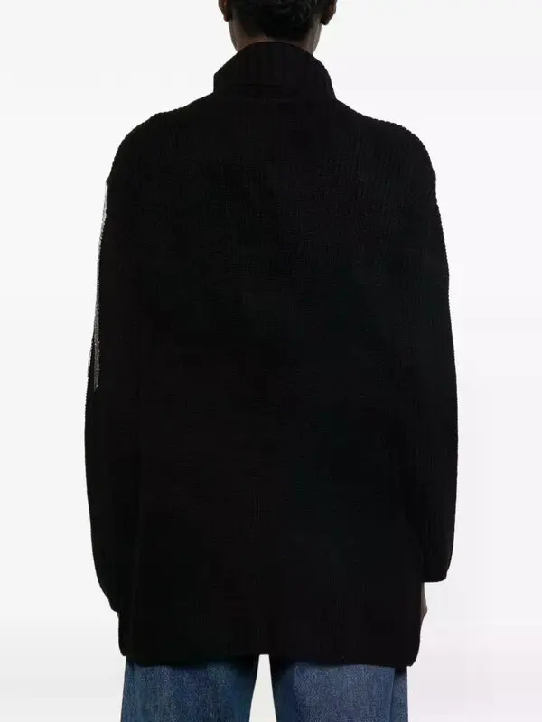 Pinko Knitted Roll Neck Sweater With Metallic Fringe Detailing