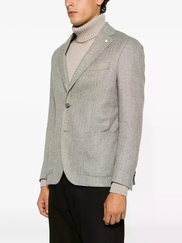 LUIGI BIANCHI Herringbone-pattern Single-breasted Blazer