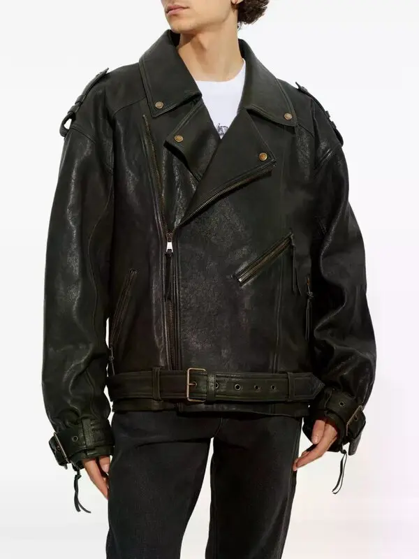 Balmain Belted Leather Jacket