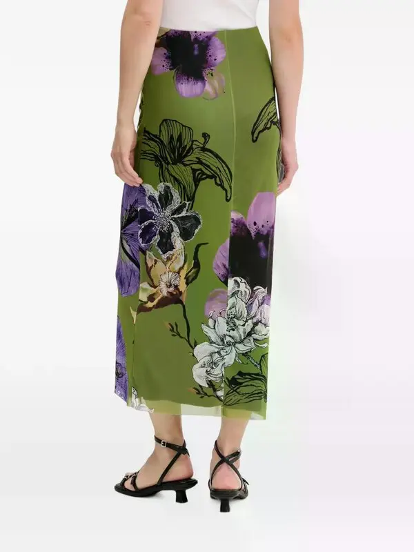 Desigual Floral Print Mesh Midi Skirt