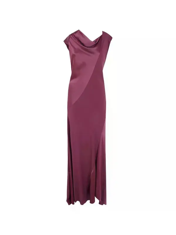Alberta Ferretti Cowl Neck Sleeveless Maxi Dress - Purple