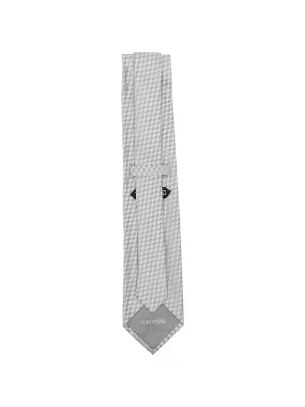 TOM FORD Net-pattern Satin Neck Tie - Grey