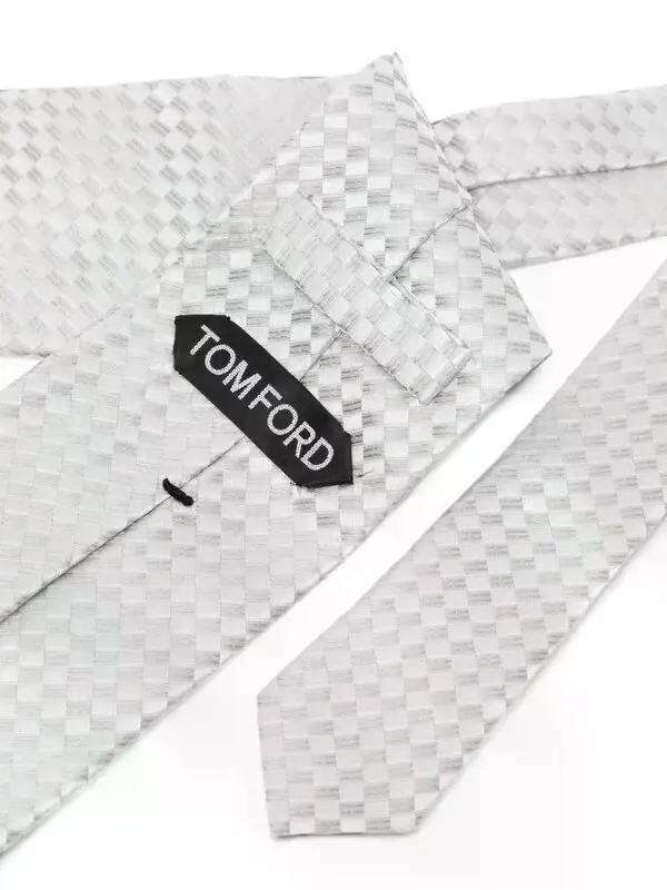 TOM FORD Net-pattern Satin Neck Tie - Grey