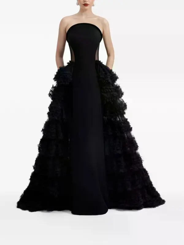 GEMY MAALOUF Strapless Gown With Ruffled Trim