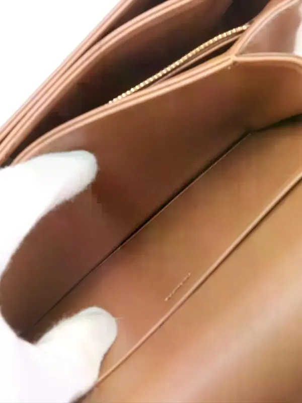 Celine Shiny Calfskin Triomphe Crossbody Bag - Brown