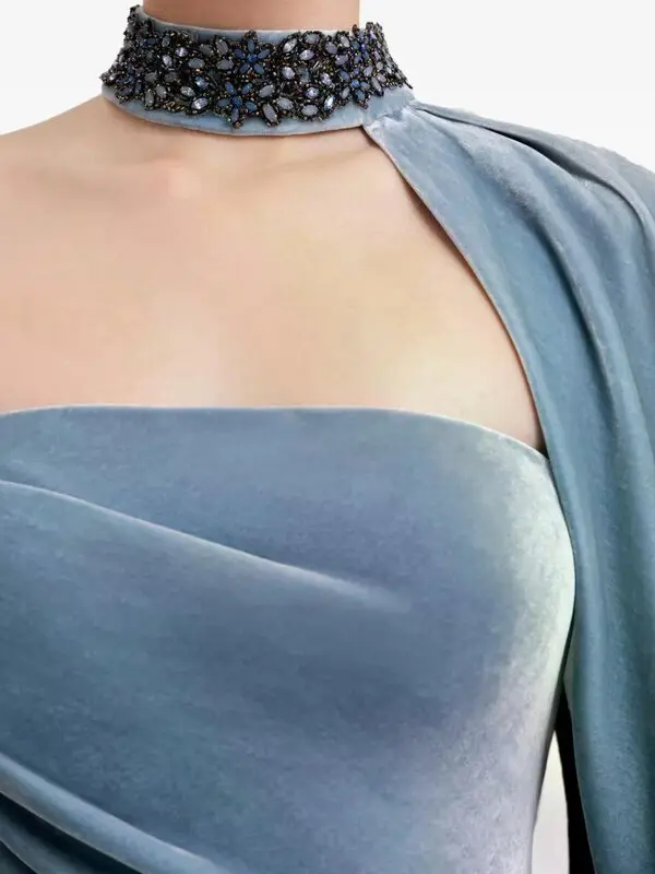 GEMY MAALOUF Beaded-collar Draped Gown