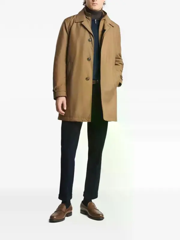 FAY Morning Button-fastening Layered-neck Coat