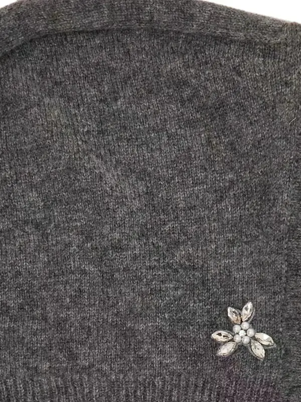 Simone Rocha Crystal-embellished Knitted Balaclava - Grey