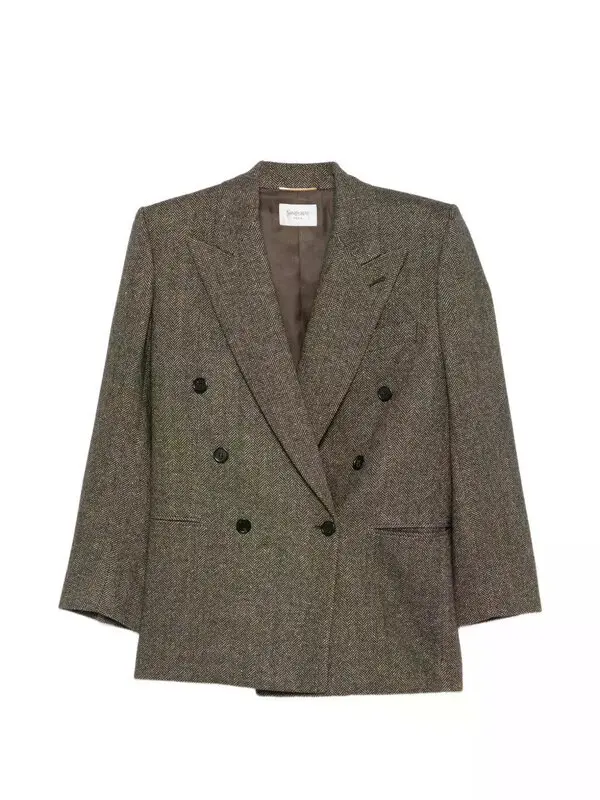 Saint Laurent Herringbone-pattern Double-breasted Blazer