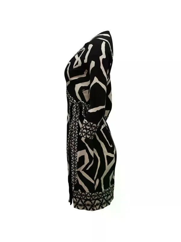 Diane Von Furstenberg Abstract Print Silk Wrap Dress