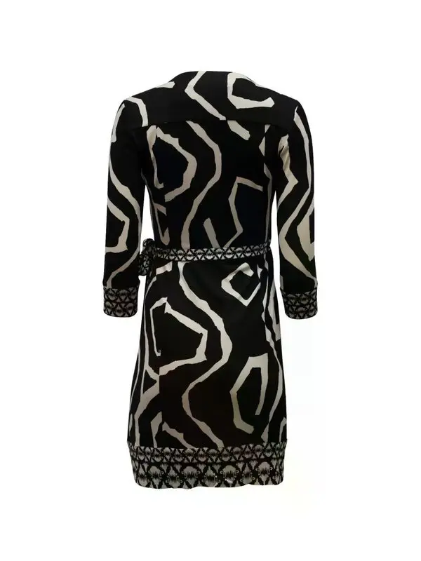 Diane Von Furstenberg Abstract Print Silk Wrap Dress