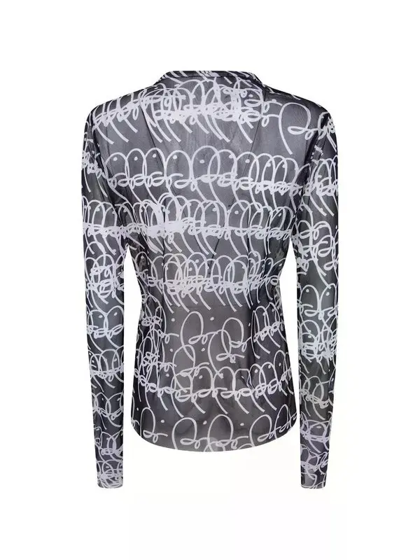 MARIA CALDERARA Graphic Print Mesh T-shirt