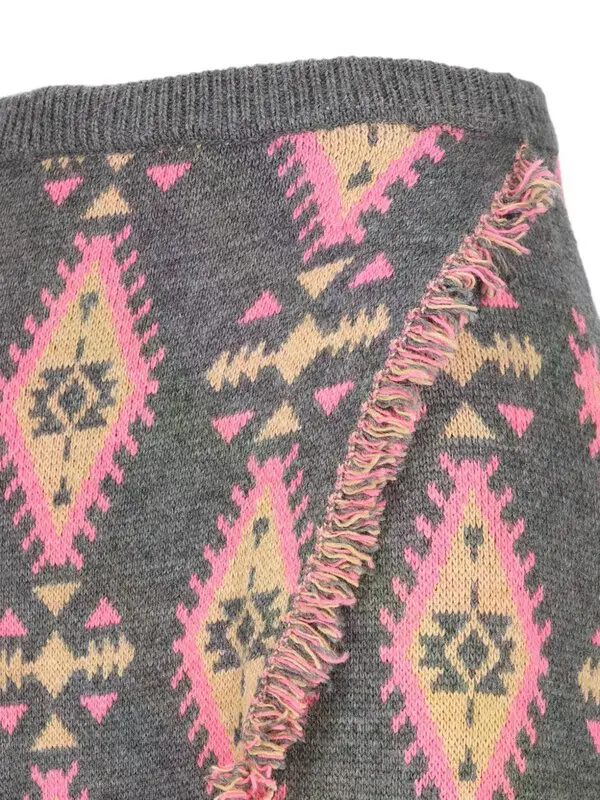 COLOUR MARKET Geometric-pattern Fringed Maxi Skirt