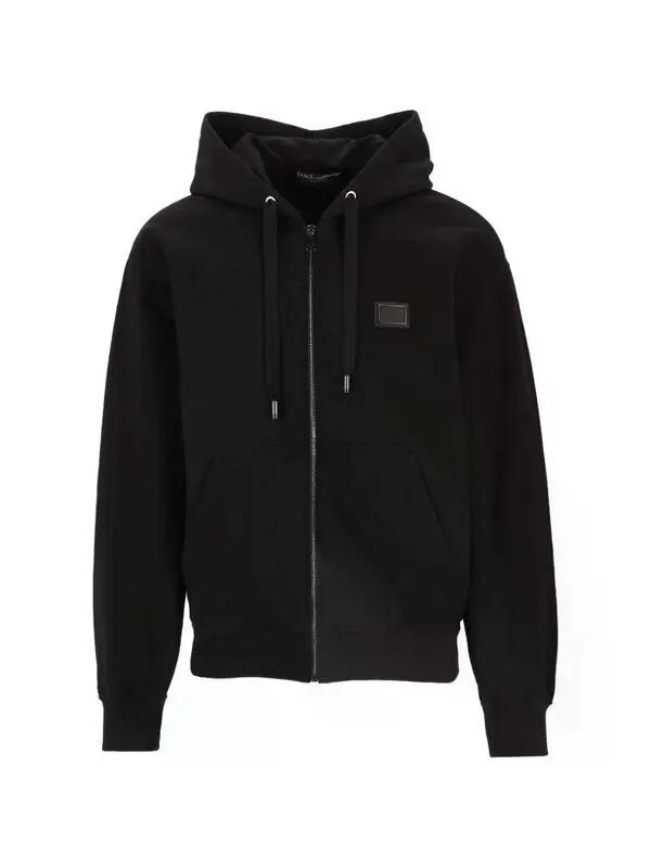Dolce & Gabbana Cotton Hooded Sweatshirt With Logo Plate
