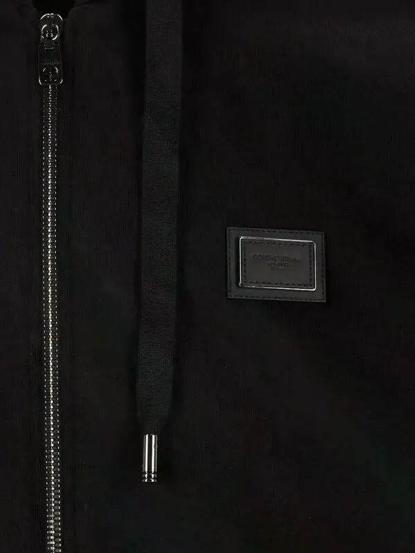 Dolce & Gabbana Cotton Hooded Sweatshirt With Logo Plate
