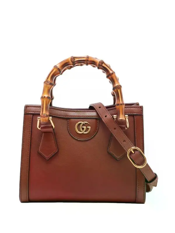 Gucci Calfskin Bamboo Diana Satchel - Brown