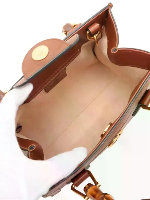 Gucci Calfskin Bamboo Diana Satchel - Brown