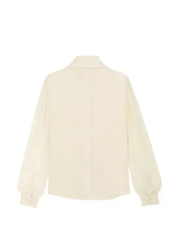 Saint Laurent Lavallière Blouse In Silk Crepe De Chine - Neutrals