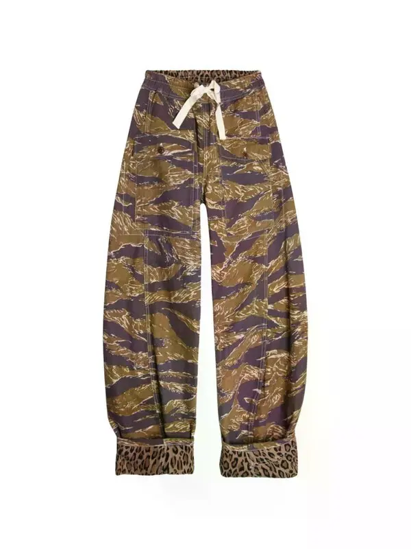 R13 Reversible Leopard-stripe Trousers - Green