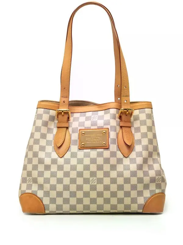 LOUIS VUITTON 2012 Damier Azur Hampstead Mm Tote Bag - White