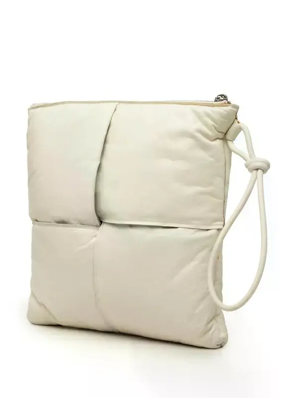 Bottega Veneta 2012-2026 Nappa Maxi Intrecciato Padded Square Wristlet Pouch Clutch Bag - White