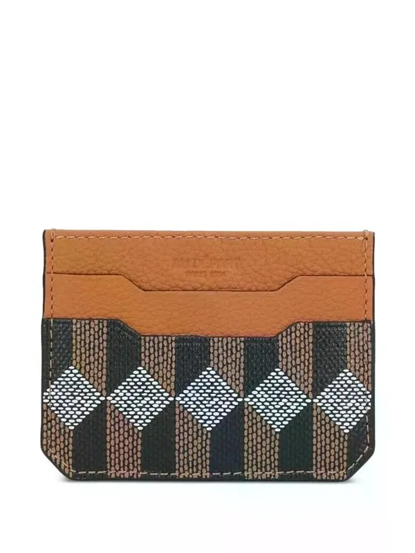 AU DEPART Geometric-print Card Holder - Brown