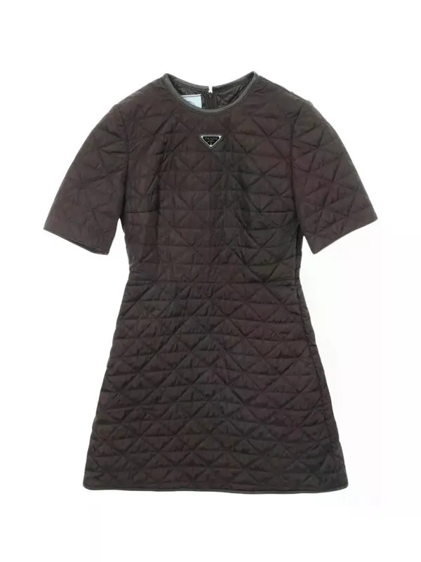 Prada Quilted Re-nylon Mini Dress With Enamel Triangle Logo