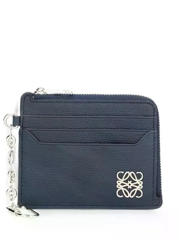 Loewe Anagram Square Coin Cardholder In Pebble Grained Calfskin - Blue